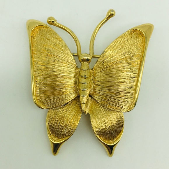 Monet | Jewelry | Vintage Monet Butterfly Brooch Pin Brushed Gold ...